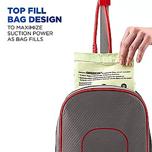 Oreck Commercial Professional Bagged Upright Vacuum Cleaner, for Carpets and Hard Floor, with High-Speed Double Helix Brush Roll, Scatter-Free Cleaning, U2000RB-1, Red/Gray