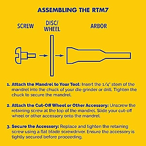 Rotary Thread RTM7 Mandrel - Essential for Die Grinder Accessories & Cut-Off Wheels, 3/8" Arbor Hole & 1/4" Stem, Ideal for Holding Die Grinder Bits - Durable Metalworking Tool (2)