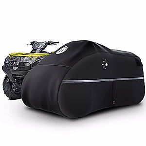 LI LIBZAKI ATV Cover Waterproof 4 Wheeler Cover Quad Cover All Season Weather Proof Outdoor UV Protection for Polaris Kawasaki Yamaha Suzuki Can-Am Black