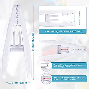 Jadive 80 Pcs Velvet Hangers Clips Strong Fingers Clips Bulk Non Slip Velvet Pants Hangers Clips Baby Hanger Clips Kids Flocked Velvet Clothes Pins for Baby Clothes, Thin Velvet Hangers (White)