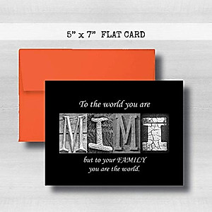 Mimi Card, 5" x 7" FLAT CARD Mother's Day Cards, To the world you are MIMI but to your family you are the world, Godmother