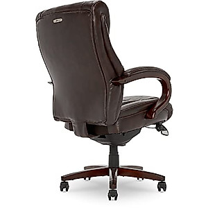 La-Z-Boy Bellamy Bonded Leather Executive Office Chair with Memory Foam Cushions, Brown