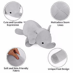 Wepop Weighted Stuffed Animals, 24in Giant Weighted Elephant Plush Toys, 4.2lb Cute Soft Plushie Throw Pillows, Birthday for Kids (Gray)