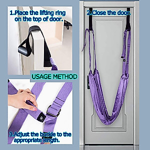 Yoga Stretching Strap, Adjustable Height Leg Stretcher Waist Back Stretch Band Aerial Yoga, Anti-gravity Inversion Exercises Door Flexibility Tensile Trainer for Rehab Pilates Dance Splits (Pink)