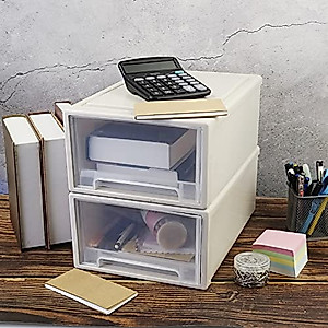 Jandson 4 Pack Stacking Storage Chest Drawer, 12 Quart Organizer Box Bin