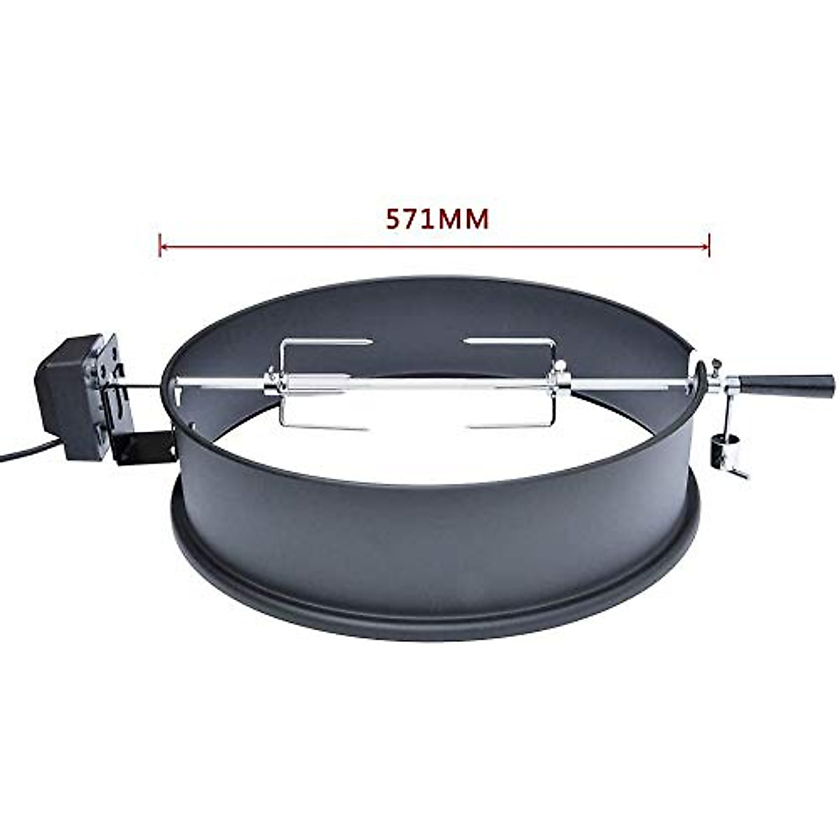 Pugmiia Onlyfire BRK-6025 Enamelled Rotisserie Ring Kit Fits Weber 57CM Charcoal Kettle Grill with Electric Motor for UK fits Most Others 57 cm Kettle BBQ