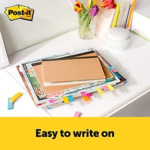 Post-it Page Markers, Assorted Bright Colors, 1/2 in x 2 in, 50 Markers/Pad, 10 Pads/Pack (670-10AB)