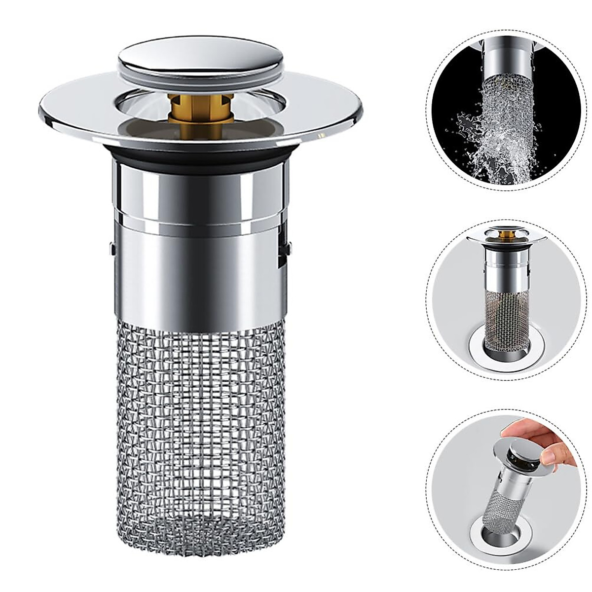 Kichvoe Wash Basin Drainer Sink Drain Plugs Kitchen Sink Drainer Plugs Bathroom Sink Stopper Sink Stopper Drainer Bathtub Cups Sink Hair Catcher Anti-blocking Substitute Brass Washbasin