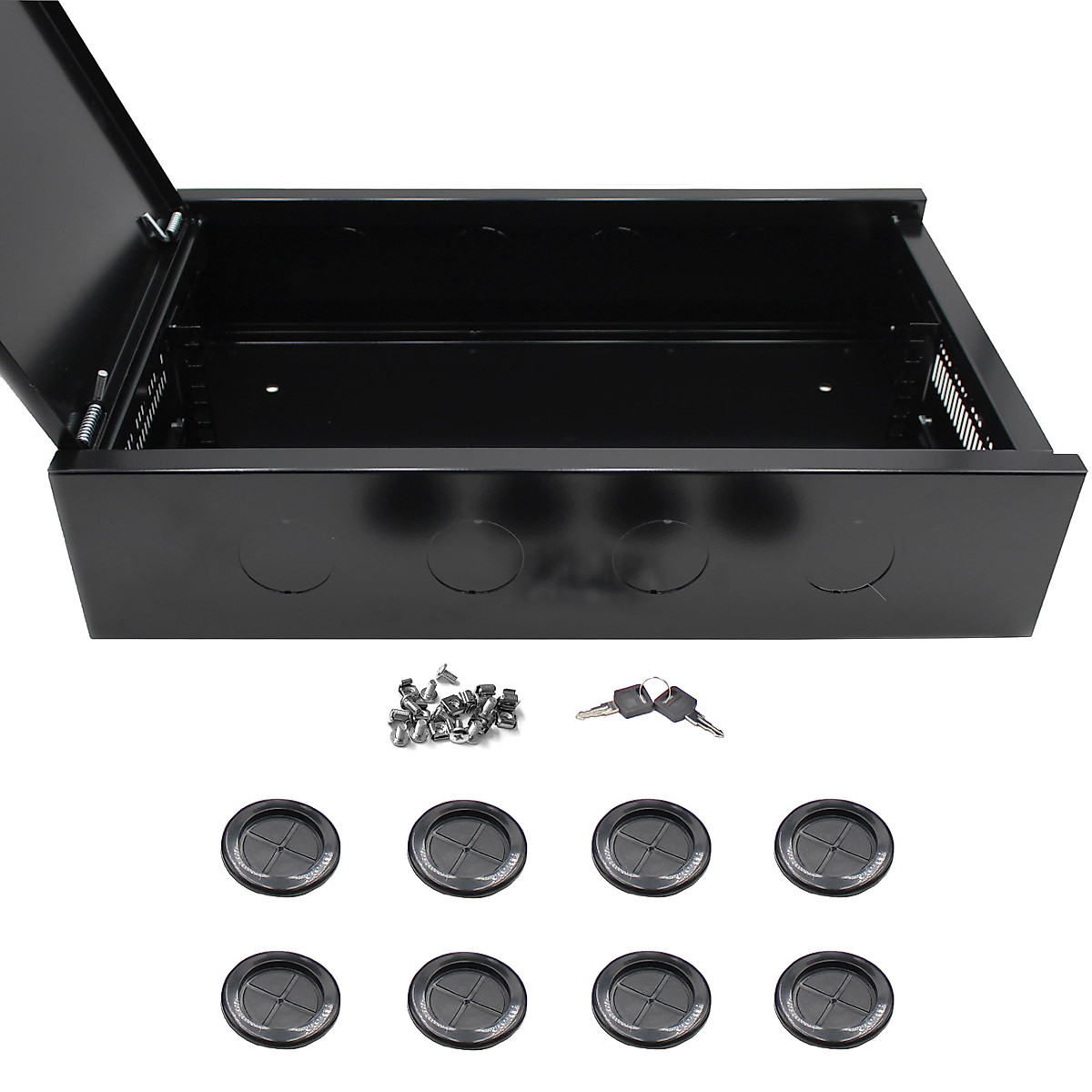 Electriduct 2U Wall Mount Rack Enclosure Network Cabinet Solid Door Black Powder Coated Steel with Lock