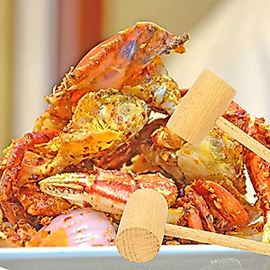 Southern Homewares Wooden Crab Mallet Seafood Lobster Shellfish Cracker Hardwood Hammer Set of 8