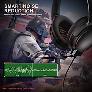 Tobysome QC45 Boom Microphone Cable Cord,Detachable Boom Microphone Cable with Mute Switch Compatible with Bose QuietComfort 45 Noise Cancelling Headphones for PC PS4 PS5 Xbox One Controller(4FT)