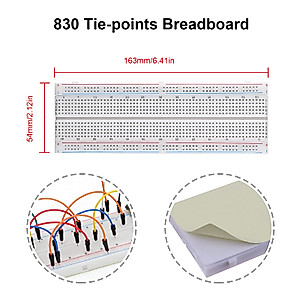 AITIAO Breadboard Kit with 1Pcs 830 & 400 Tie-Points Breadboard 65Pcs Breadboard Jumper Wires 3Pcs Power Supply Module MB 102(5V/3V) 3Pcs I Type Battery Clip