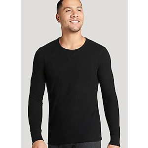 Jockey Men's Baselayer Long Sleeve Waffle Crew, Black, L