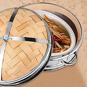 YARDWE 1 Set Stainless Steel Food Steamer Bamboo Steamer Kitchen Steamer with Lid Basket Egg Steamer Rack Metal Egg Steam Rack for Home Restaurant Kitchen 30cm