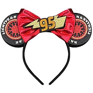 Bmobuo Mouse Ears Headband for Women Sequin Bows Cute Mouse Ears Headband Halloween Mouse Ears (02-Car)