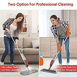 Spray Mops for Floor Cleaning Microfiber Floor Mops with 3 Washable Reusable Pads A Refillable Bottle and Scrubber MEXERRIS Dry Wet Flat Mop with Sprayer for Hardwood Laminate Wood Floor Cleaning
