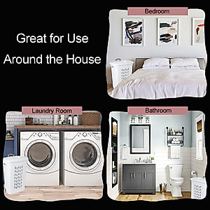 JjoiAs 135 Liter Ultra Wheeled Design Clothes Laundry Basket, Mind Reader Basket Collection，20 1/8" x 15 3/8" x 26 3/4" Capacity, Laundry Hamper White Lid & Base w/Plastic Handle & Wheels