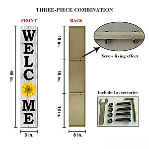 KPSheng Sunflower Hanging Signs Spring Welcome Porch Wood Sign 8x48 Inch Summer Spring Door Summer Hanging for Front Door Garden Home Yard Sunflower Party Decorations