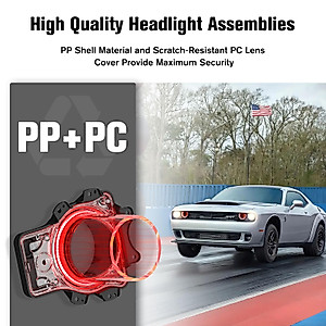 LitMiRaCle Dodge Challenger Headlights Bulbs, LED Headlamps Air Inserts Assembly Compatible with 2015-2020 Dodge Challenger, Plug and Play, Super Bright Red and White Lights(Red, 2PCS)