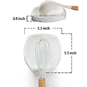 Getstar Ceramic Spoon Rest for Stove Top, Large Spoon Holder for Kitchen Counter, Dishwasher Safe, Marble Decor Finish
