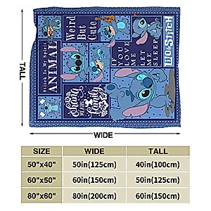 Soft Throw Blanket Lightweight Sofa Blanket Bed Blankets Ultra Velvet Blanket Quilt Durable Carpet Home Decor Blanket 80"x60" Cartoon Cute Stitch (1)