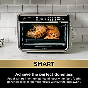 Ninja DT251 Foodi 10-in-1 Smart XL Air Fry Oven, Bake, Broil, Toast, Air Fry, Roast, Digital Toaster, Smart Thermometer, True Surround Convection up to 450°F, includes 6 trays & Recipe Guide, Silver