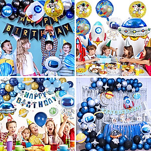 6 PCS Outer Space Rocket Balloons for Party Birthday Decoration, LALIPOK Astronaut Foil Balloon Large Universe UFO Spaceman Garland for Boys Kids Babyshower Supplies