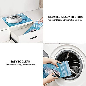 Happy Dolphin Printed Drying Mat For Kitchen Ultra Absorbent Microfiber Dishes Drainer Mats Non-Slip Silicone Quick Dry Pad - 18 X 16inch