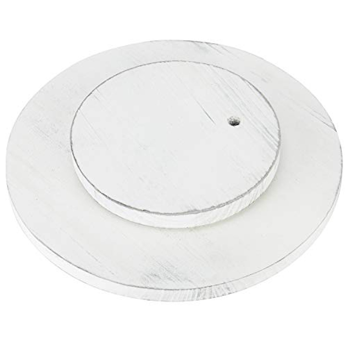 MyGift 13 Inch Vintage White Wood Lazy Susan Turntable Rotating Tray Condiment Serving Tray, 360 Degree Spinning Spice Rack Organizer