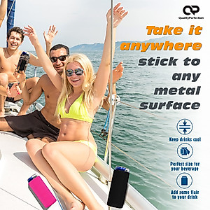 QualityPerfection Magnetic Slim Can Cooler Sleeve, Beer/Energy Magnet Tall 12 oz Skinny size Neoprene 4mm Thickness (2, Hot Pink)