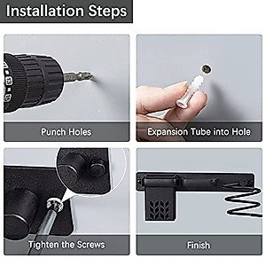 Hair Dryer Holder Wall Mounted, Blow Dryer Rack Holder, Bathroom Bedroom Hair Styling Beauty Care Tools Organizer Storage Basket for Flat Iron, Curling Wand, Hair Straightener (Black)