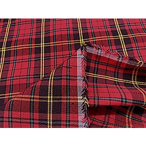 AMORNPHAN 60 Inch Plaid Scottish Traditional Pattern Tartan Motif Printed 100% Woven Cotton Fabric for Clothing Tablecloth Decorative Sewing Arts Crafts Upholstery and Home Accents for 1 Yard (Red)