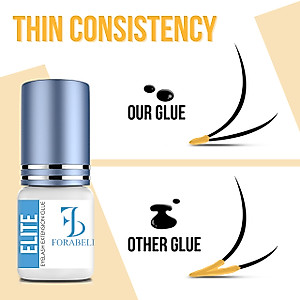 Forabeli Elite Fast Dry Eyelash Glue 5ml - 1 Sec Drying Time, 7 Weeks Retention, Maximum Bonding Power, Black Adhesive for Professional Use