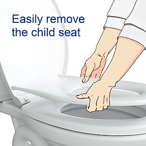 R&T Round Toilet Seat with Built in Potty Training Seat, Slow Close Toddler Seat Fits both Adult and Child, Easy To Install & Clean