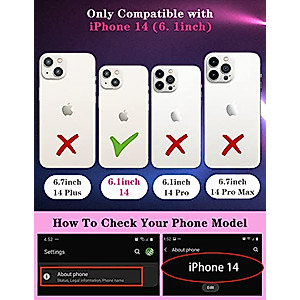 Goocrux (2in1 for iPhone 14 Case Skull Skeleton for Women Girls Cute Girly Phone Cover Cool Funny Gothic Design with Slide Camera Cover+Ring Holder Cases for iPhone14 6.1 inch