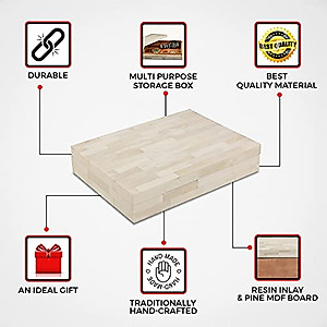 Handicrafts Home Jewelry Gift Boxes - Decorative Organizer and Storage Box for Décor White Bone Inlay 6x8x1.5 inch