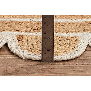 Scalloped Jute Rug 5x7- Natural Boho Bath Mat 2x3- Jute Runner Rug for Kitchen 2.6x6 ft- Seagrass Jute Rug 8x10 for Living Room Area- 3x5 Farmhouse Rugs Indoor/Outdoor (2'x3' Ft, White)