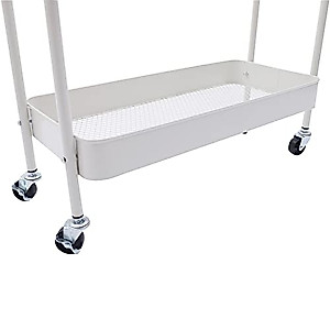 Ghankopd 2-In 1 Garment Rack, Rolling Storage Cart Clothes Organizer Coat Rack Storage Stand On Wheels, For Home Bedroom Laundry Small Place Entryway, Pink,Black,White (White)