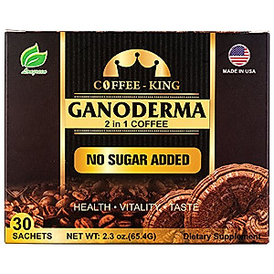 Ganoderma Reishi Coffee Mix, Instant 2-in-1 Mushroom Coffee with All Natural Ganoderma Lucidum. A Non Sugar Dietary Supplement To Replace Regular Coffee - 30 sachets