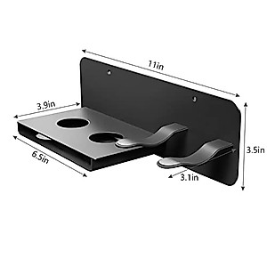 GTHUNDER Hair Dryer Holder Wall Mounted Bathroom Blow Dryer Holder Storage Rack,Multi-Functional Hair Dryer Rack for Dyson Hair Dryer Holder,laifen Hair Dryer Holder(Black)