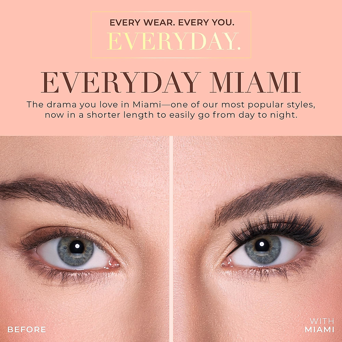 Lilly Lashes Everyday Miami Faux Mink Lashes False Eyelashes Natural Look Faux Wispy Lashes Mink Natural Lashes Short Lashes Round Shaped 13 mm Length Reusable Up to 20 Times