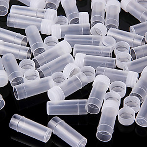 100Pcs 5ML Small Pill Plastic Containers Empty Pill Bottles Sample Bottles Vial Test Tube with Caps by HRLORKC