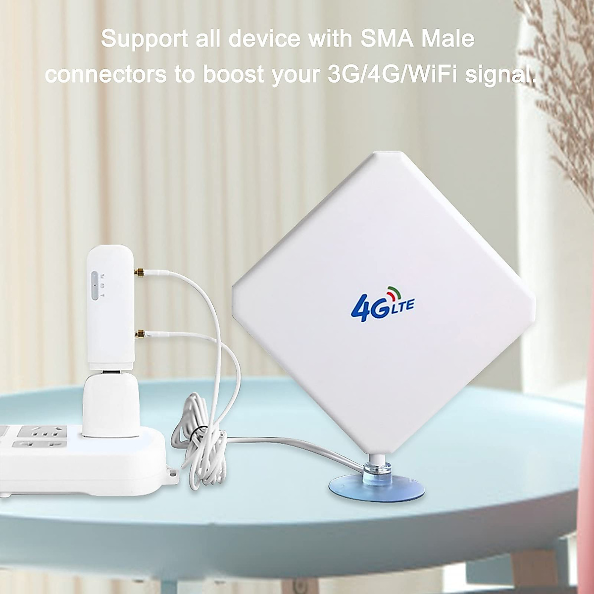 SMA 4G LTE Antenna, High Gain 35dBi Network Antenna Dual Mimo 3G/4G/5G Antenna with 2M Cable for WiFi Router Mobile Hotspot PC Gateway Network Card USB Security IP Camera-SMA Male