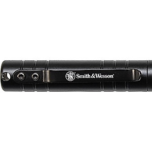 Smith & Wesson SWPENMPBK 6.1in Aircraft Aluminum Refillable Tactical Pull Cap Pen for Outdoor, Survival, Camping and EDC , Black