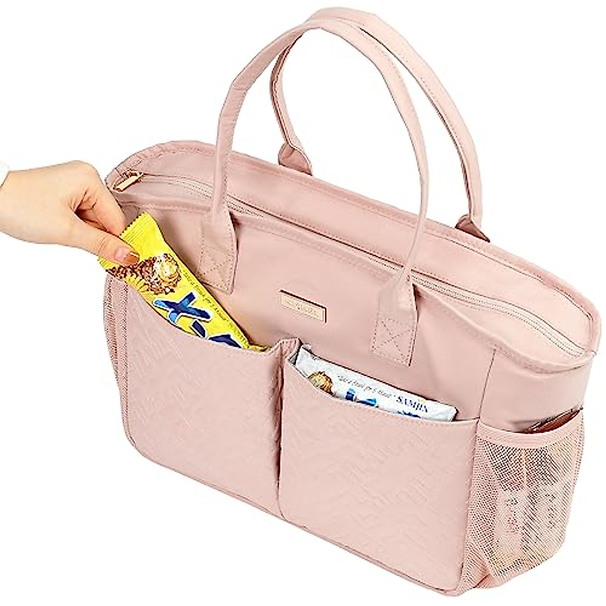 NISHEL Lunch Box for Women, Portable Insulated Lunch Bag, Reusable Cooler Bag with Leak-proof Insulated Thermal Compartment, Tote for Office Work Picnic Travel Gym, Pink