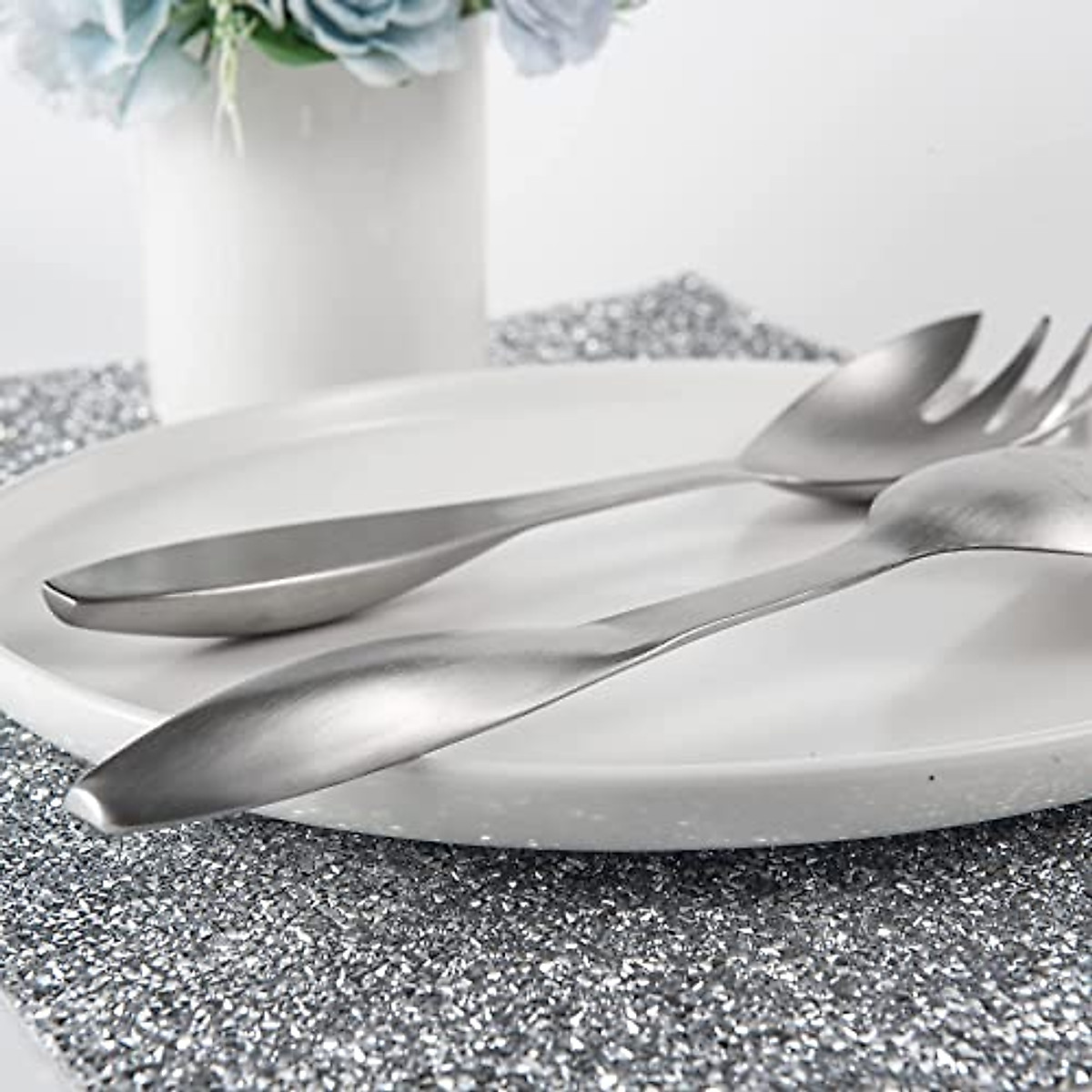 IMEEA Salad Servers Set SUS304 Stainless Steel Salad Fork and Spoon Salad Serving Utensils, 9.45-Inch