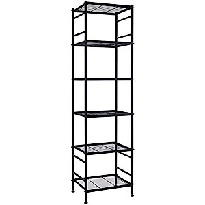 6-Wire Shelving Metal Storage Rack Shelves, Standing Storage Shelf Units for Laundry Bathroom Kitchen Pantry Closet(Black)