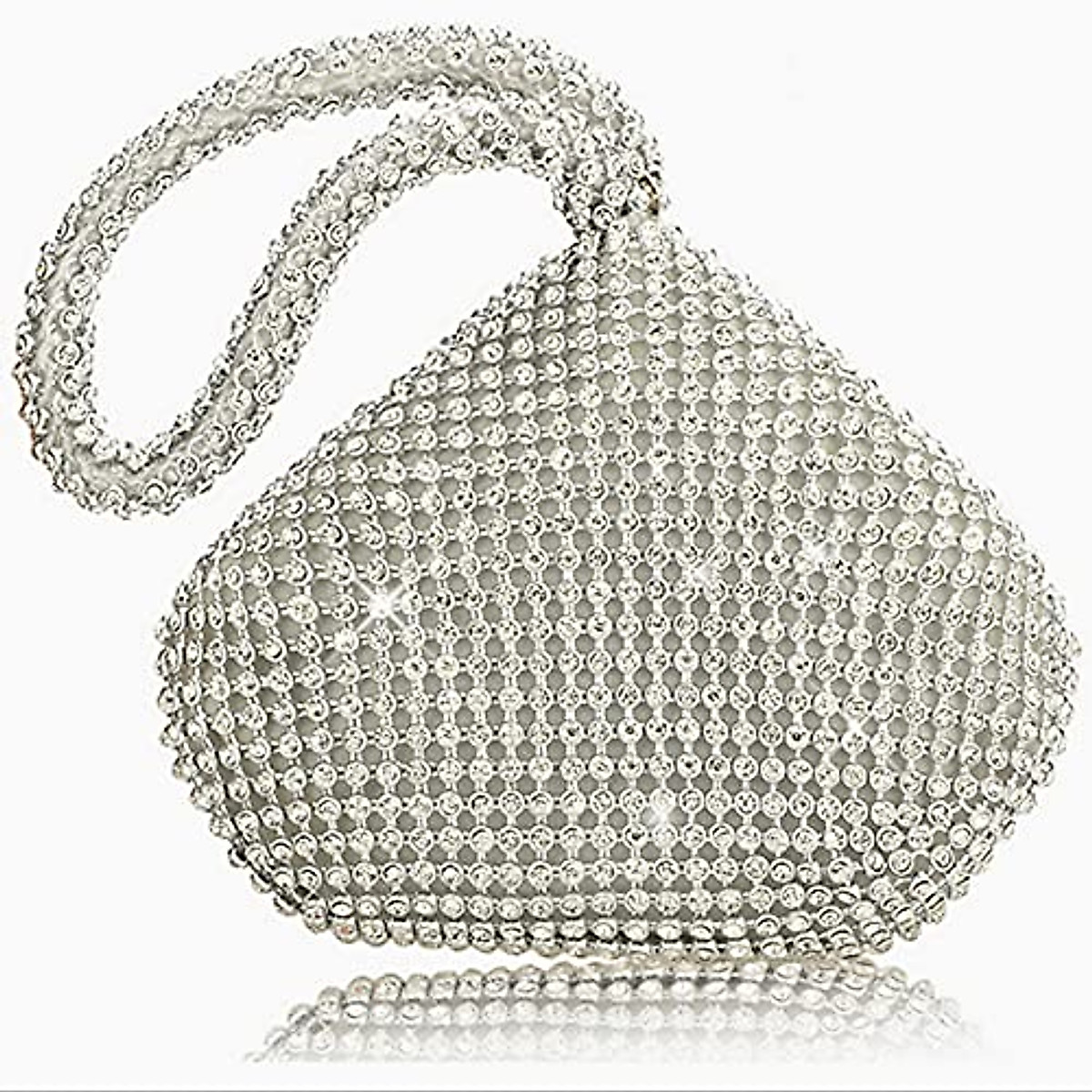 MariaKinz Women's Rhinestone Mash Wristlet Pouch (Silver)