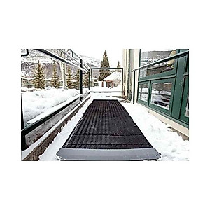 Cozy Products Ice-Away Heated Mat, Non-Slip Waterproof Mat for Outdoor Use, Snow Melting Rubber Mat, Includes a 15' Power Cord, 240-Watt, Black