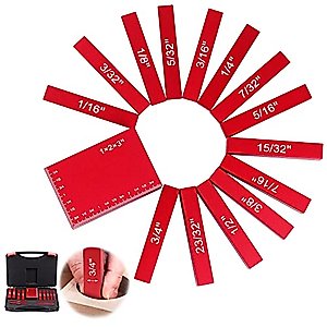 SAINTAGO 15Pcs Setup Blocks Woodworking, Setup Blocks, Set Up Blocks, Precision Aluminum Alloy Gauge Block Set, Gauge Blocks, Setup Blocks Height Gauge Set for Router and Table Saw Accessories (Red)
